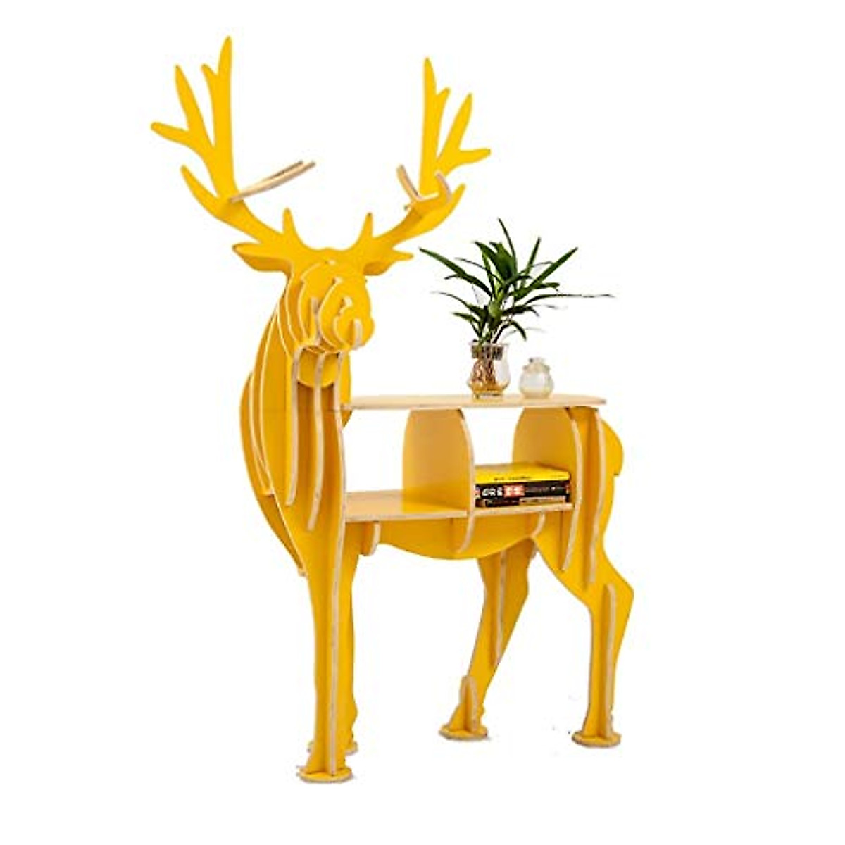 ROLTIN Storage Shelf DVD Bookcase Storage Rack Bookshelf Animal Shelf Male Deer Shape Flower Stand Model Room Coffee Table Clothing Store Landing Decoration (Size : 108 * 52 * 1