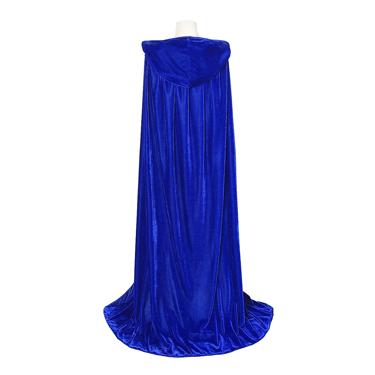 BIGXIAN Long Hooded Cloak Velvet Cape Witch Costume Halloween Costumes for Women Men (Blue, Large)
