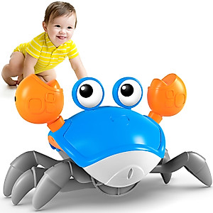 ZHVV Crawling Crab Toy, Infant Tummy Time Baby Toys, Fun Interactive Dancing Walking Moving Toy Babies Sensory Induction Crabs with Music, Baby Toy Boys Girls Toddler Birthday Gifts