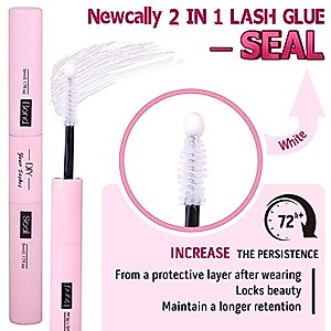 Lash Bond and Seal Lash Clusters Glue Long Lasting 2 in 1 Lash Glue for DIY Lash Extensions at Home Strong Hold Cluster Eyelash Adhesive Waterproof (5ml+5ml) by Newcally