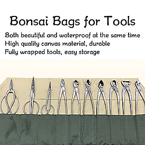 Pwshymi Garden Tool Roll Bag, Bonsai Tools Bag Waterproof Canvas Multifunction Durable Compact Bonsai Tool Storage Bag