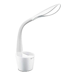 OttLite LED Desk Space Organizer Lamp, White – 4 Brightness Levels, Touch Activated Controls, Flexible Neck Height, Storage for Desk Supplies, For Reading, Crafting & Sewing