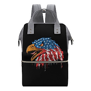 Eagle Independence USA Flag Diaper Bag Backpack Large Capacity Mommy Bags Multifunction Nappy Bag Travel Back Pack Gray-Style