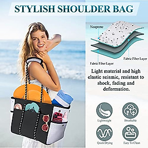 NUBILY Beach Bag for Women, Multipurpose Beach Tote Bag 30L Water Resistant Sandproof Neoprene Tote Bags Extra Large Swimming Travel Gym Pool Bag Lightweight Vacation Shoulder Bag