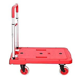 Platform Truck Heavy Platform Truck Metal Flat Handtruck with Wheel Folding Push Cart Luggage Cart Load 330lb Flatbed Cart Moving Dolly Cart Reliable
