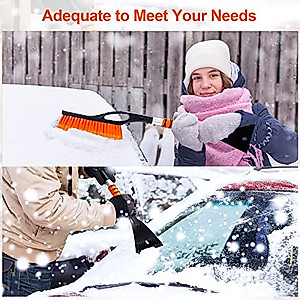 Chumia 4 Pack 27" Snow Brush and Ice Scrapers for Car Windshield with Ice Scraper Glove Detachable Window Snow Scraper Snow Removal Tool with Foam Grip Winter Car Accessories for Cars Trucks SUVs