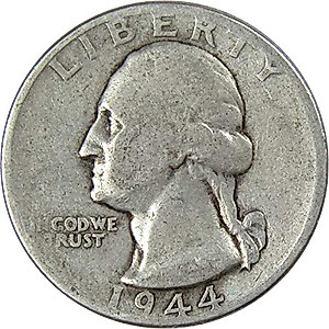 1944 Washington Quarter G Good 90% Silver 25c US Coin Collectible