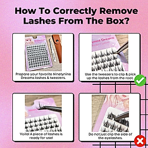 Ninetynine Dreams 100PCs Easy-Three-Steps Individual Lash Clusters Soft & Lightweight Volume Reusable Eyelash Extensions (11-13mm)