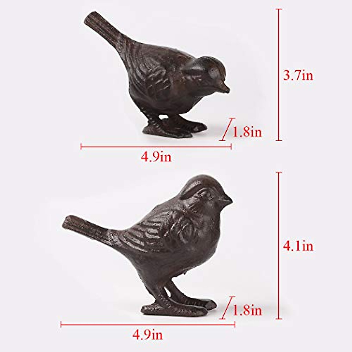 BRASSTAR Rustic Cast Iron Bird Statue Farmhouse Home Garden Decor Collectible Figurines Gift Replica Rust Color a Pair of Birds PTZD053