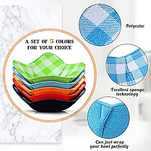 Hot Bowl Holder Microwave Safe Bowl Cozies Multipurpose Soup Bowl Holder Hot Heat Proof Plate Holder to Prevent Hand from Heat and Maintain Food Warm(Red, Blue, Green, Yellow, Black,5 Pieces)