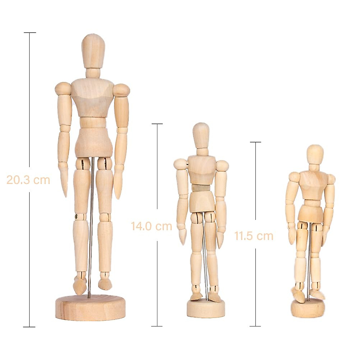 DOGNNAK 4 Pack Family Portrait Family of Four, Daddy Mommy Sister Brother Articulated Wooden Mannequin