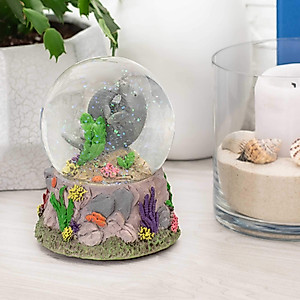 Elanze Designs Manatees Playing in Ocean 100MM Sturdy Wind Up Music Glitter Water Snow Globe Tabletop Dresser Nightstand Figurine Decoration Plays Tune Somewhere in Time