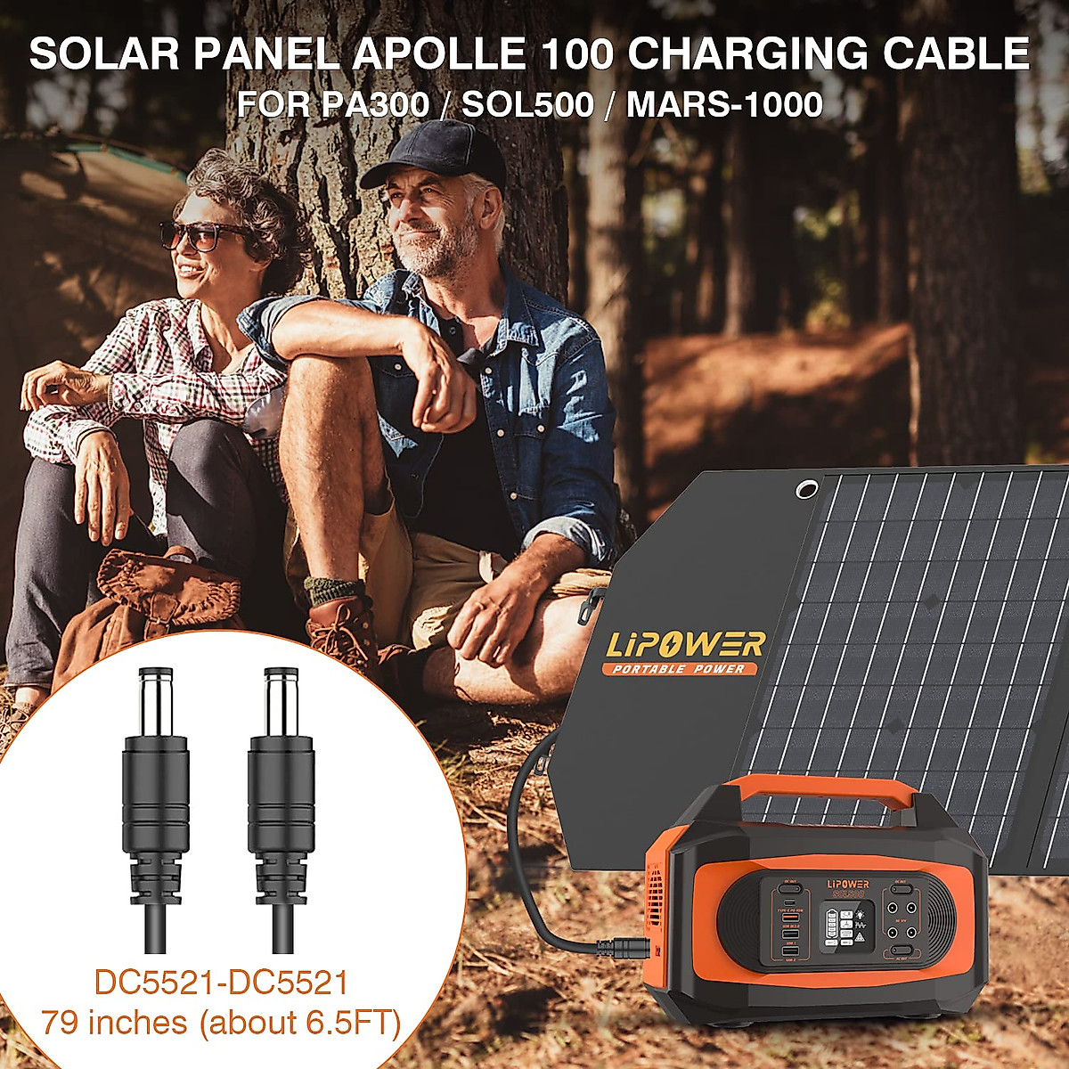 LIPOWER DC 5.5mm x 2.1mm Male to Male Plug Power Adapter Cable, Compatible APOLLE 100/ PA300/ SOL500/ MARS-1000