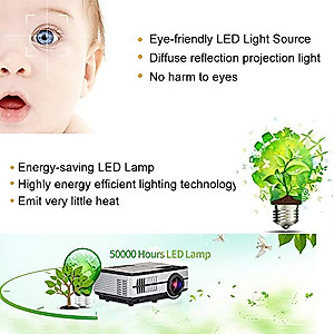 Portable Video Projector with WiFi&Bluetooth, Mini HD Outdoor Movie Projector with Airplay Mirroring & Speaker for Smart Phone, LED Home Theater Projector with Android OS/HDMI/USB for TV Stick DVD PC