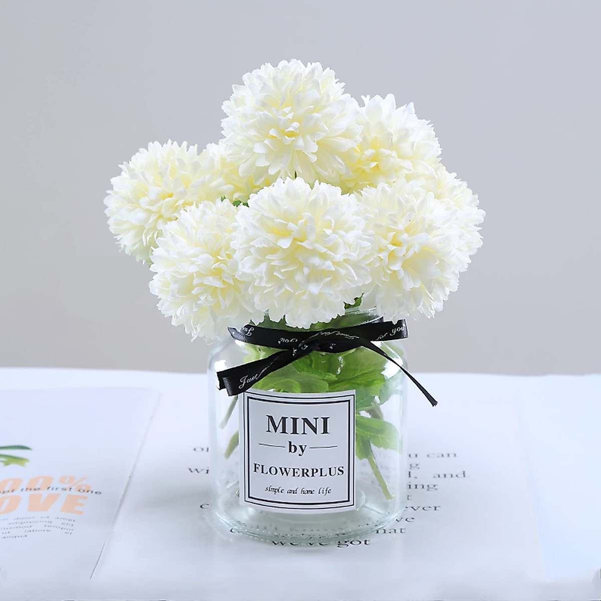 12 Pcs Artificial Flowers Chrysanthemum Ball Flowers Bouquet for Home Garden Party Wedding DecorationChristmas Party Baby Shower Decor Thanksgiving Gift Fake Flowers Silk Artificial Hydrangea
