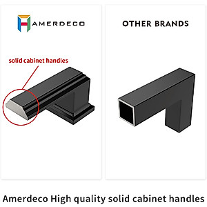 Amerdeco 10 Pack Matte Black 5 Inch(128mm) Hole Centers Kitchen Cabinet Pulls Cabinet Hardware Kitchen Handles for Cabinets Cupboard Handles Drawer Pulls