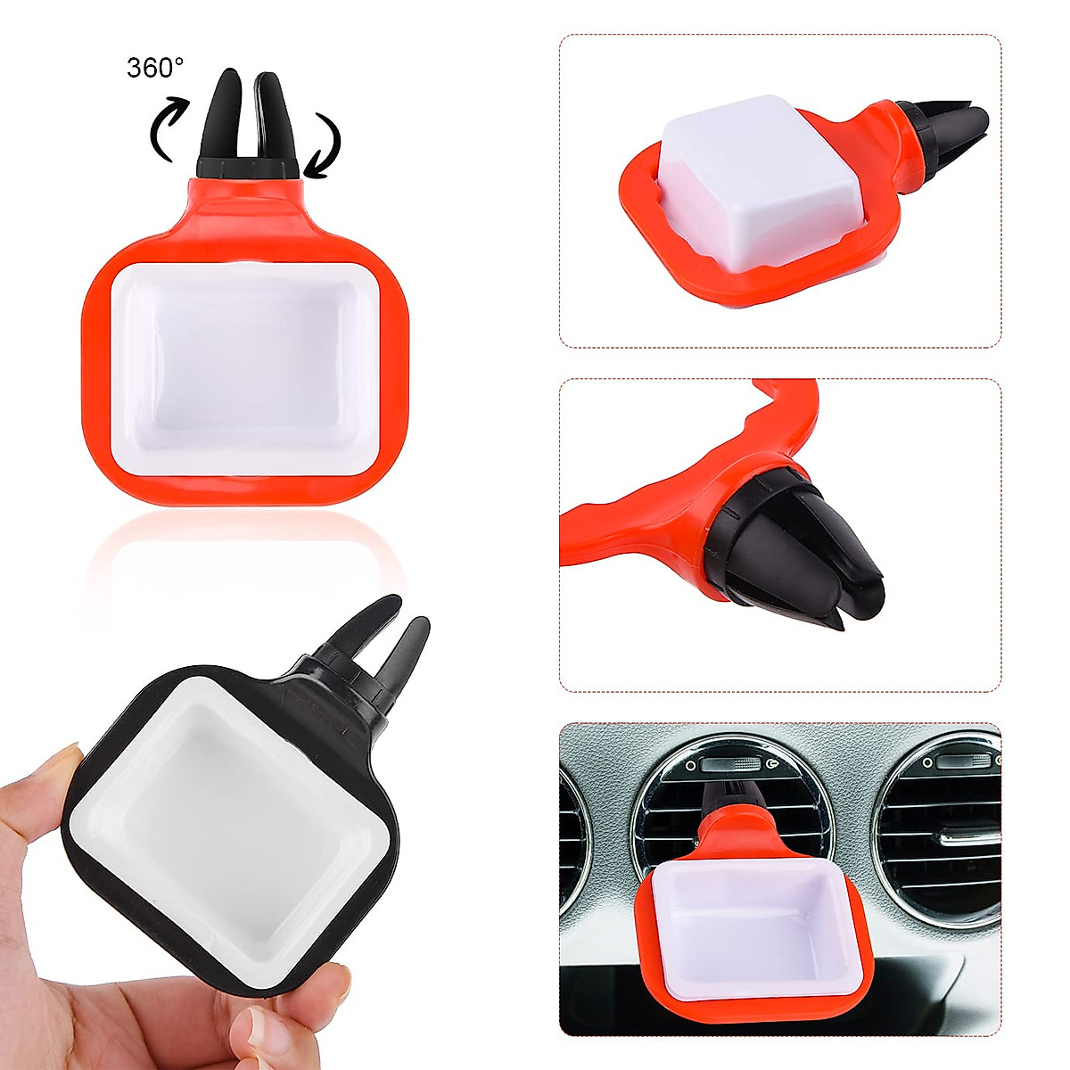 WXJ13 4 Pieces Sauce Holder for Car Dip Vent Clip for Sauce Mini Sauce Holder with 10 Replacement Jam Box Mini Dipping Cups Removable Dipping Sauces Holder Dipping Dish Container for Ketchup