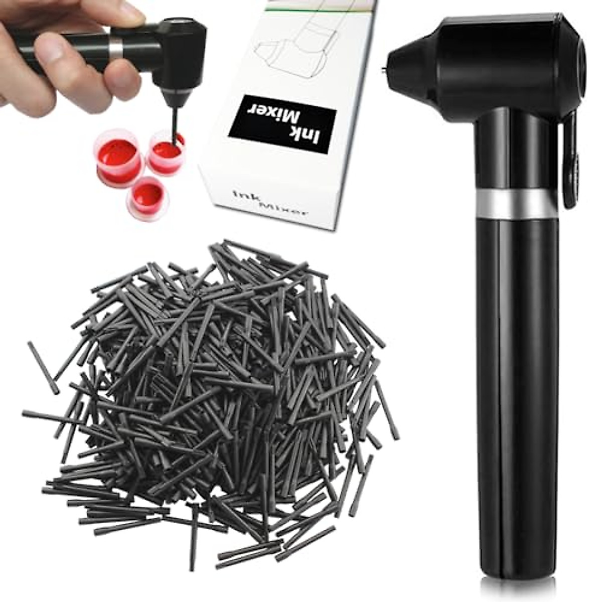 Tattoo Pigment Makeup Electric Ink Mixer Eyebrow Color Supply Tool Agitator Machine 100 Mixing Sticks Set