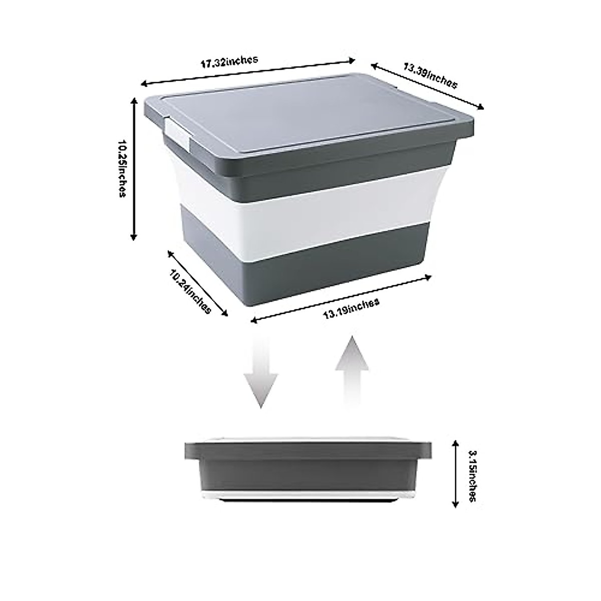 Beinilai Collapsible Storage Bins with lids,26 Qt Plastic Storage Bin Containers Tote Organizing with Secure Buckles，Suitable for Family Outdoor Multi-scene,Grey