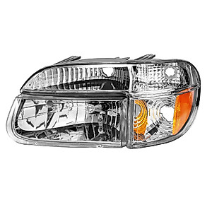 AmeriLite Chrome Replacement Headlights Lamp w/Corner Parking Turn Signal Set For 1995-2001 Ford Explorer - Passenger and Driver Side