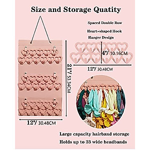 FavoritBow 1PCS Pink Bow Holder for Girls Hair Bows,Hair Accessories Organizer for Baby Girls,Heart-Shape Felt Hair Bow Headbands Hangers for Door,Closet,Wall