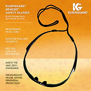 KleenGuard V30 Nemesis Safety Glasses (25671), IRUV Shade 5.0 Lenses with Black Frame, 12 Pairs / Case