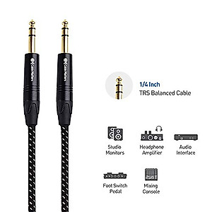Cable Matters Premium Braided Balanced 1/4 Inch TRS Cable 25 ft (1/4 to 1/4 Cable)