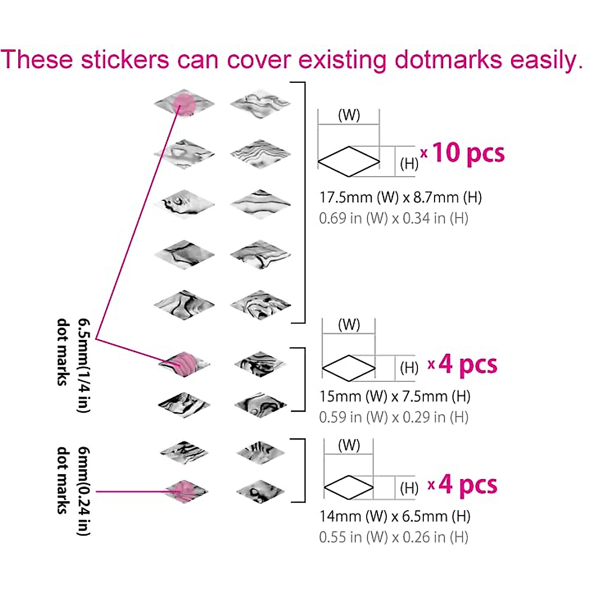 Inlaystickers Jockomo Traditional Diamond (Avalon Mix) Position Mark Guitar Bass Ukulele Inlay Sticker