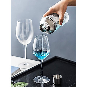 Mixixi Cocktail Shaker, 12oz Glass Martini Shaker, Recipes Measured Mixing Stainless Steel Top Cobbler Shaker