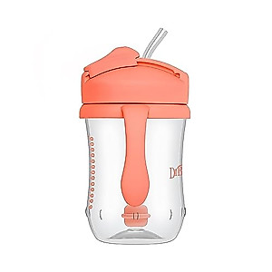 Dr. Brown's Milestones, Baby's First Straw Cup Sippy Cup with Straw, 6m+, 9oz/270ml, Coral, BPA Free