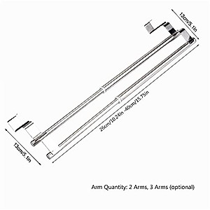 Hztyyier Towel Bar Stainless Steel Double Layers Telescopic Towel Holder Rack for Hanging on Cabinet and Drawers, Thickness Less Than 0.79 Inch