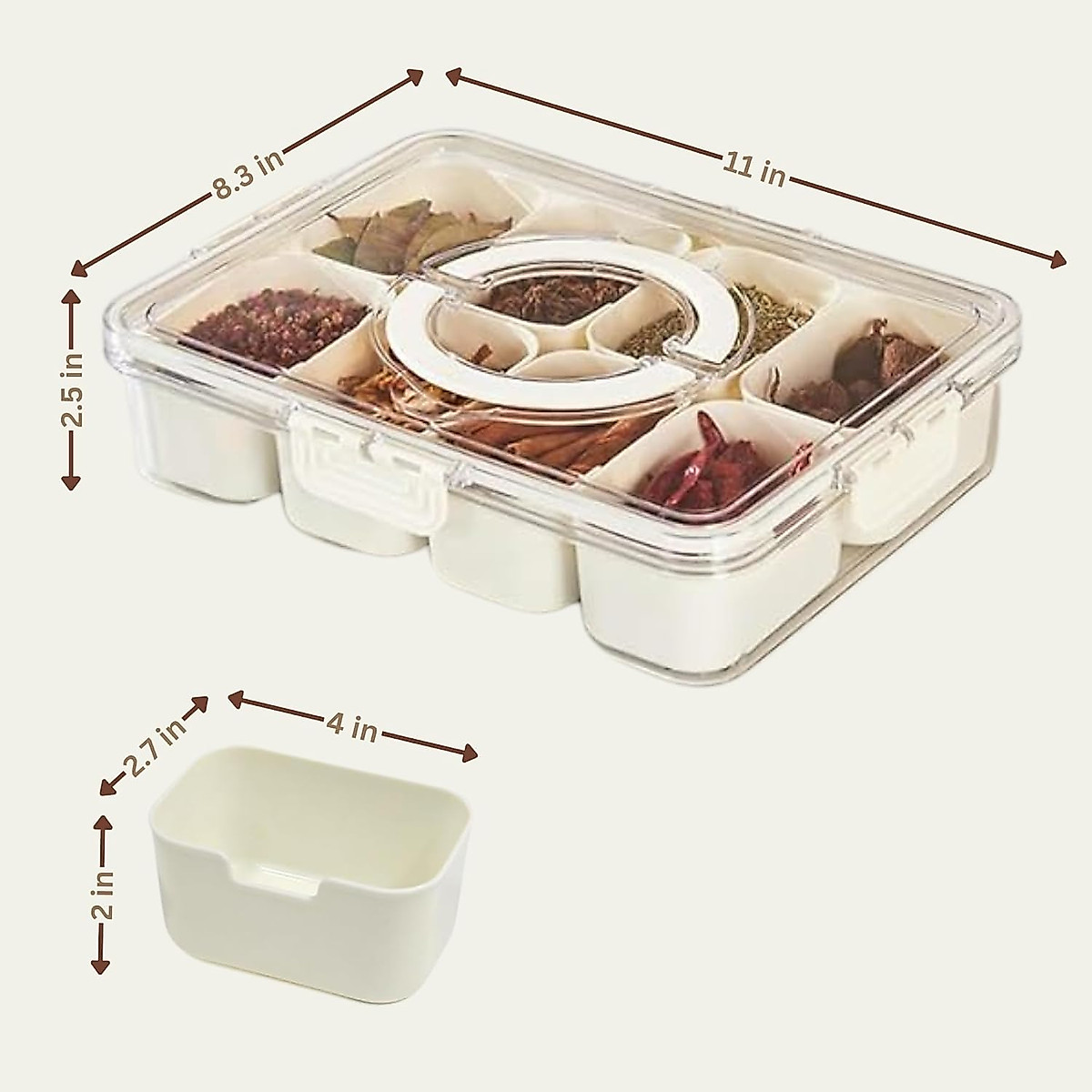LIBOWANGLUO-US Snackle Box Charcuterie Container, Divided Serving Tray with Lid and Handle, Portable Snack Platters for Fruit, Nuts, Candy, Entertaining, Party, Picnic, Transparent