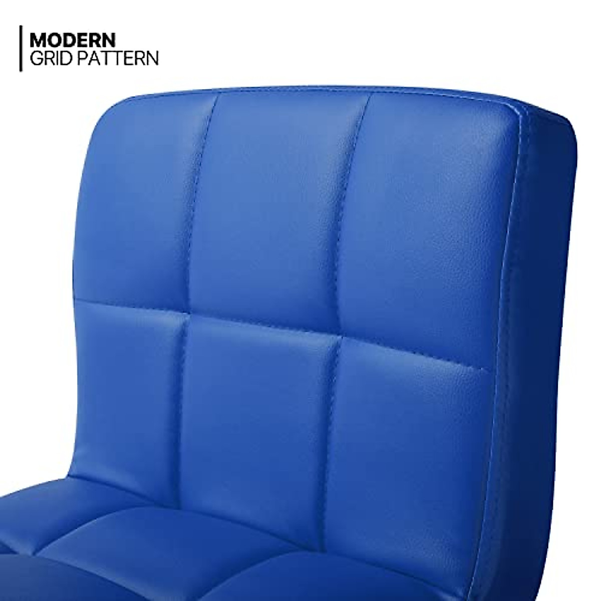 MoNiBloom Adjustable Bar Stools Set of 2 PU Leather Swivel Counter Height Modern Square Island Barstool with Back for Kitchen Counter Chairs, Blue