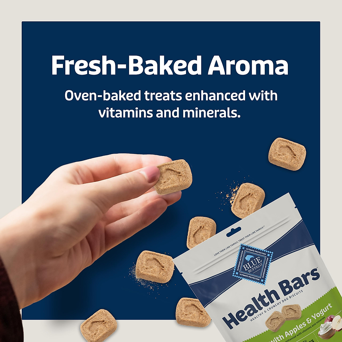 Blue Buffalo Health Bars Mini Crunchy Dog Biscuits, Oven-Baked with Natural Ingredients, Apples & Yogurt, 16-oz Bag