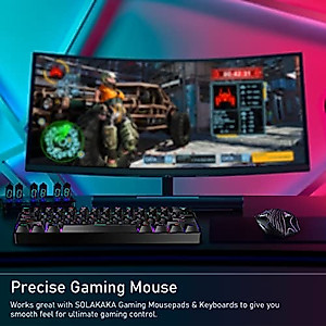 SOLAKAKA SM10 RGB Wireless Gaming Mouse with Tri-Modes (BT5.0+BT5.0+2.4GHZ),Rechargeable Wireless Mouse for Laptop/PC/Windows/Mac,Black