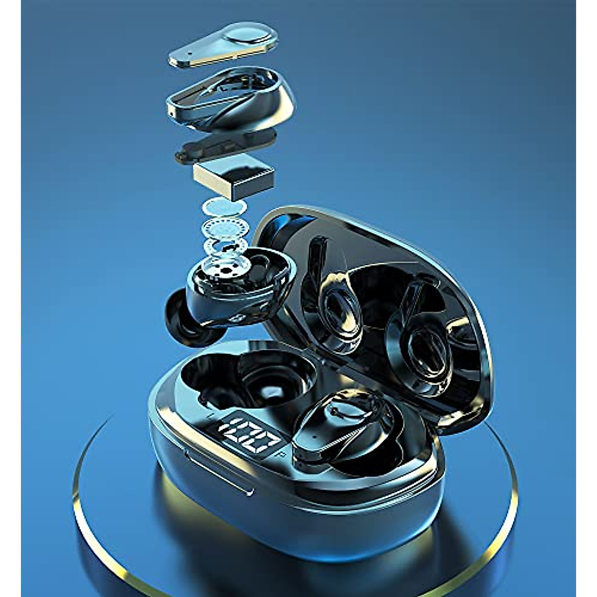 EBAKIN YH09 True Wireless Earbuds Bluetooth 5.1 Deep Bass Headphones with Charging Case Touch Control IPX7 Waterproof Sports Earphones in-Ear Built-in Mic Headset for iPhone and Android