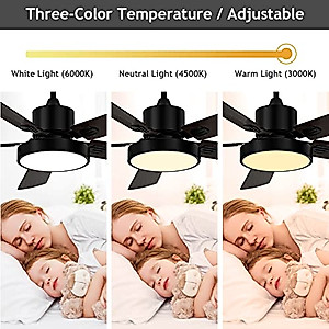 CLUGOJ Ceiling Fan with Light, Outdoor Black Ceiling Fan with Remote, 52-inch Black Ceiling Fan with 5 Reversible Walnut/Black Blades for Patio Farmhouse Bedroom, Matte Black