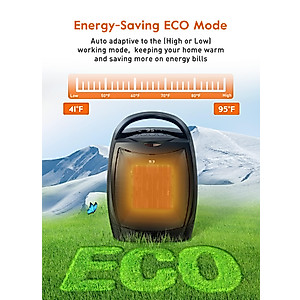 GiveBest Portable Ceramic Space Heater, 1500W/750W Electric Heater with Overheat and Tip Over Protection, Fan Mode,Adjustable Thermostat, Fast Heating Safe Small Heater for Office Room Desk Indoor Use