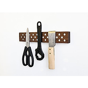 Magnetic Wooden Knife Bar Holder Strip, Cherry or Walnut, 12, 16, 20, or 24 Inch (16 Inch, Walnut)