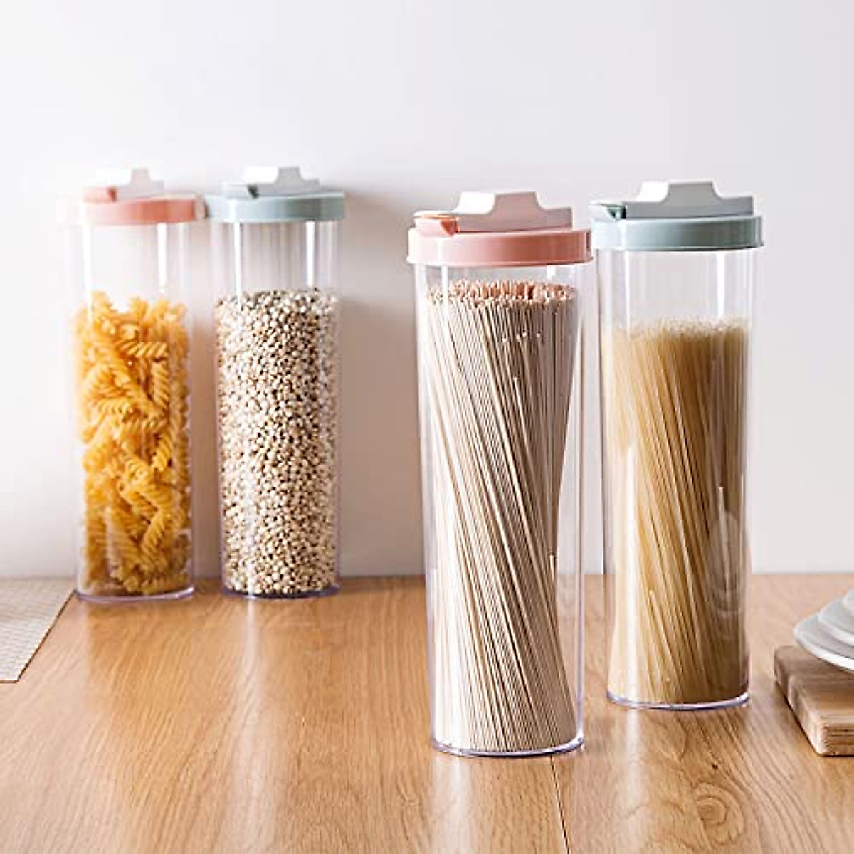 AARPIK Kitchen Storage boxCreative Storage jar Sealed Storage Noodle Kitchen Hanging Noodle Storage Box Round Pasta Storage Bucket Blue
