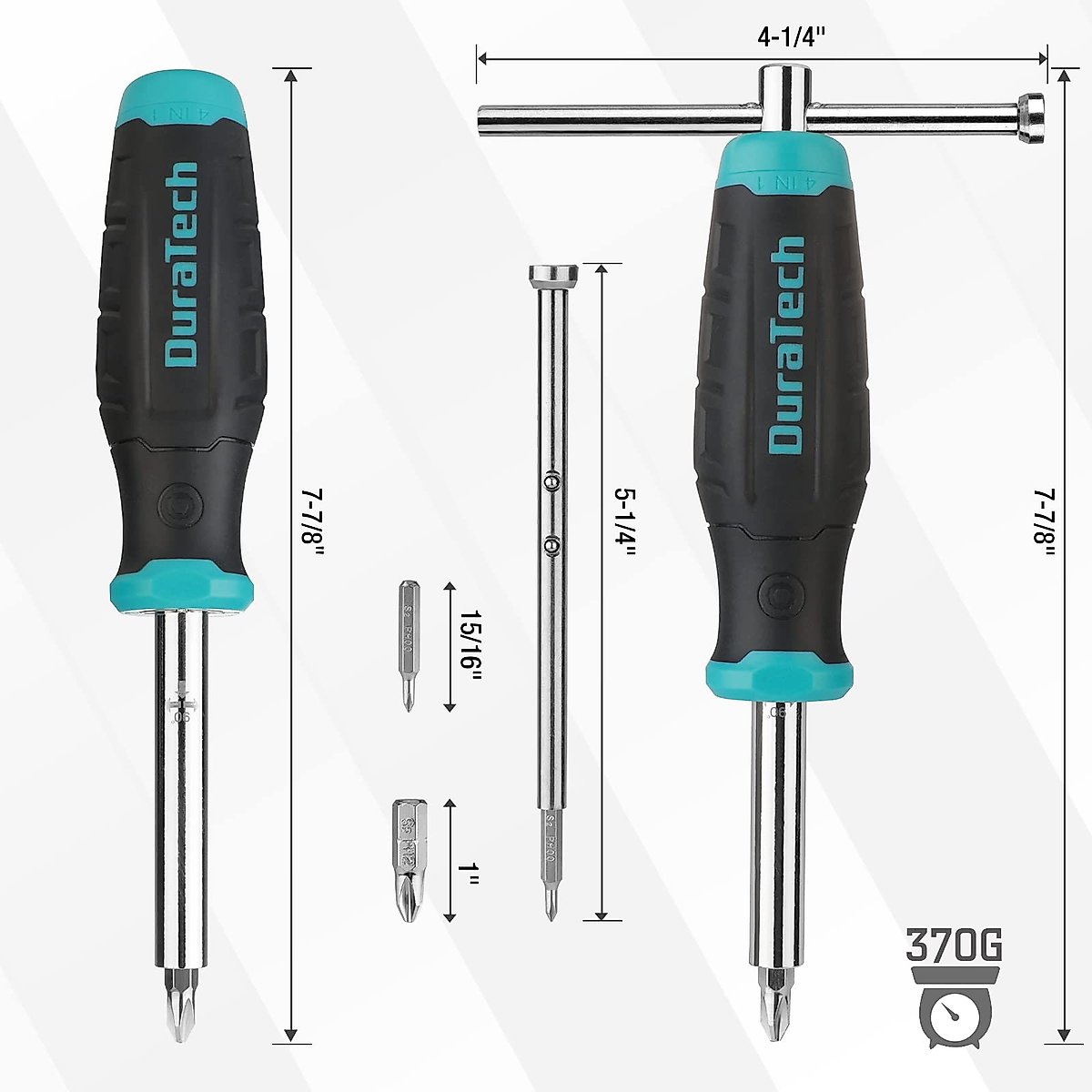 DURATECH Multi-bit Screwdriver Set, 18-in-1 Screwdriver with T-bar and Precision Screwdriver Stored in Shaft, Phillips/Slotted/Torx/Square, Professional All in One Tool Kit for Repairing