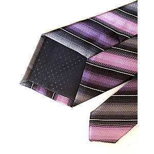 Kihatwin Men's Dark Purple Grey Woven Ties HANDMADE Luxury Suit Necktie Birthday Present