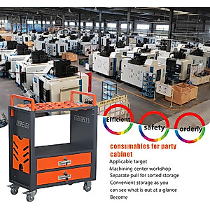 LYREIGN Multi-Function Workshop CNC Tool Holder Transfer Cart, CNC Tool Rolling Car with Wheels, CNC Tool Holders Station for Storehouse Factory Garage