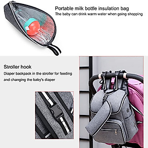 GUANGCAIJIA diaper bag waterproof backpack for cute baby boy girl with changing pad unisex stroller mommy hospital essentials (grey)