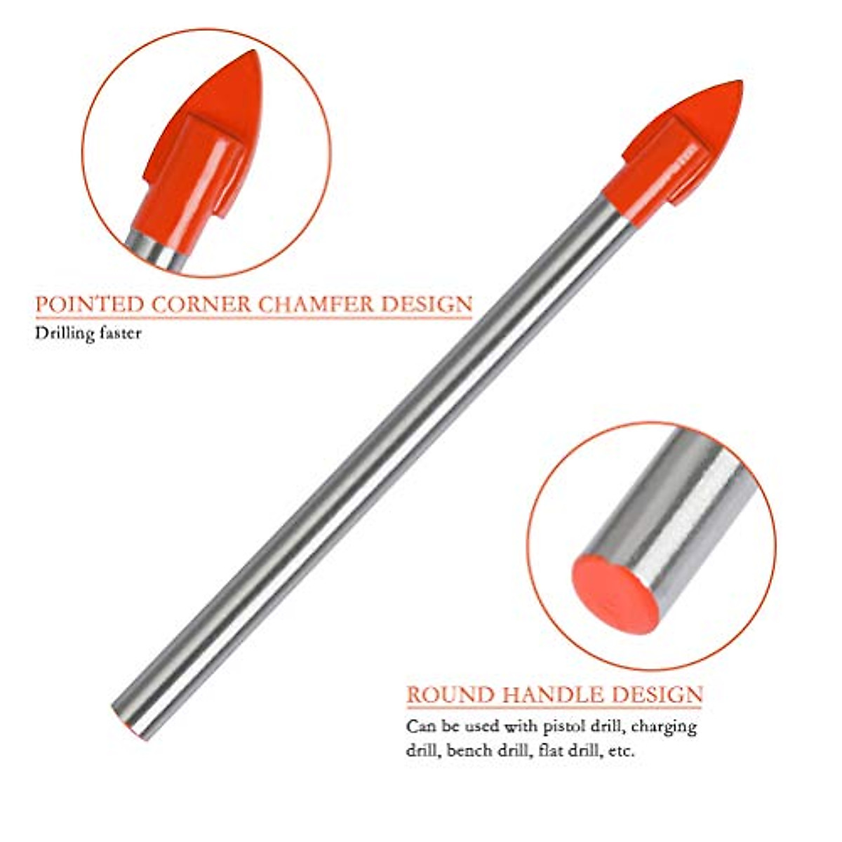 QLOUNI 10Pcs Multi-Material Drill Bits Set, Cemented Carbide Masonry Drill Bits for Glass, Plastic, Tile, Concrete, Brick, Wall, Wood and Brick Wall (6mm)