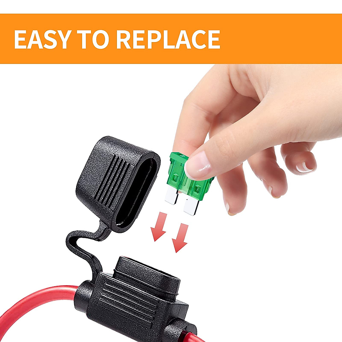 Tiooka Inline Fuse Holder 12 AWG 10 Pack Automotive Replacement Fuse Holder with 30A ATC/ATO Blade Fuse