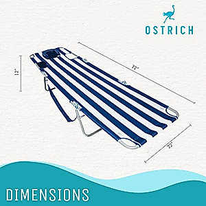 Ostrich Chaise Lounge Blue and White Striped 77.16 x 24.6 x 13.4 inches assembled