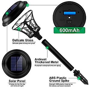 BEAU JARDIN 8 Pack Solar Landscape Pathway Lights Bright Outdoor Garden IP65 Waterpoof Stakes Metal Glass Stainless Steel Auto On/Off Powered LED Lighting Decorative for Yard Walkway Warm White BG308