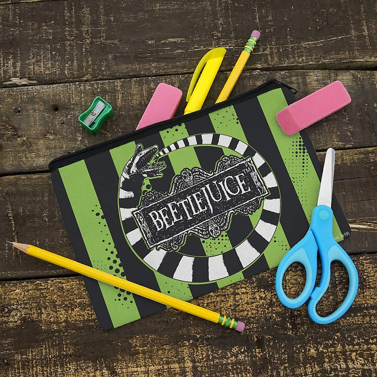 Beetlejuice Beetle Worm Pencil Pen Organizer Zipper Pouch Case