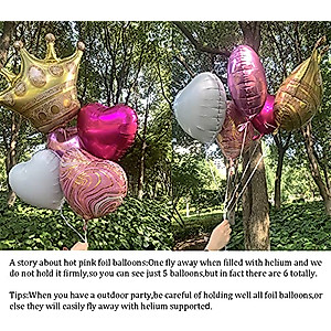 Pink And Gold Large Crown Heart Foil Helium Mylar Balloons Set For Girl's Happy Birthday Pink Princess Party Decorations Baby Shower Party Supplies